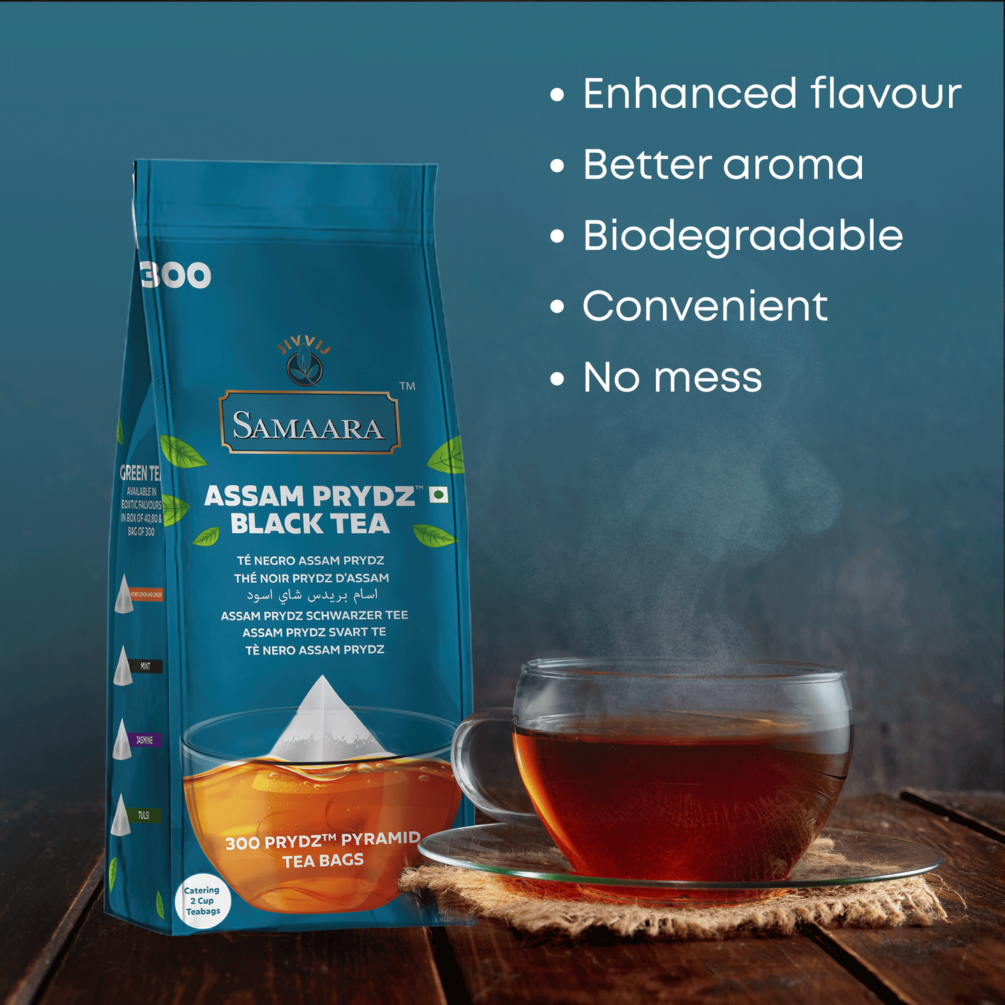 Jivvij Samaara Assam Prydz Pyramid Black Tea | 300 Tea Bags | Made of ...
