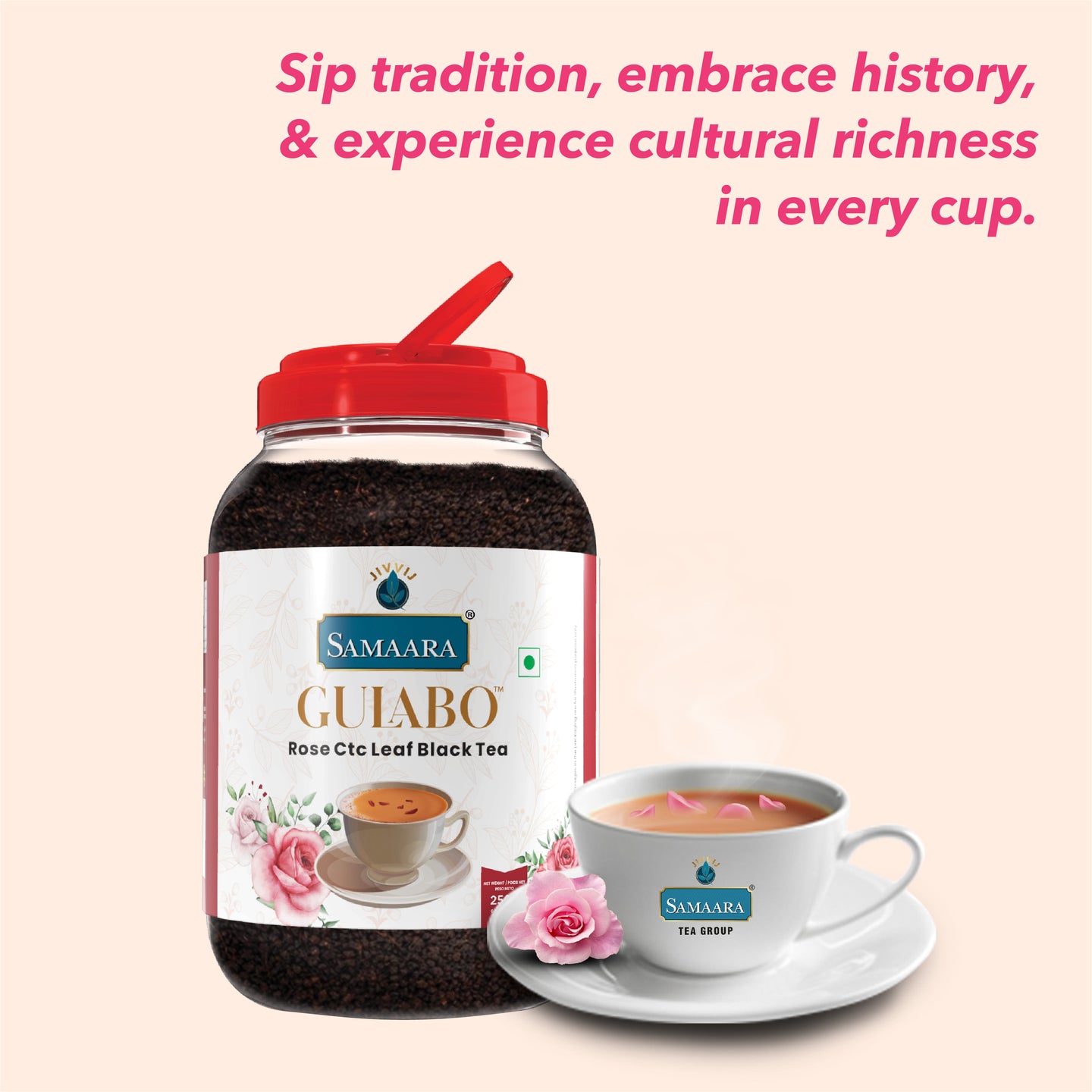 Jivvij Samaara Premium Gulabo Rose Tea | CTC Black Leaf Tea | Mamari C ...